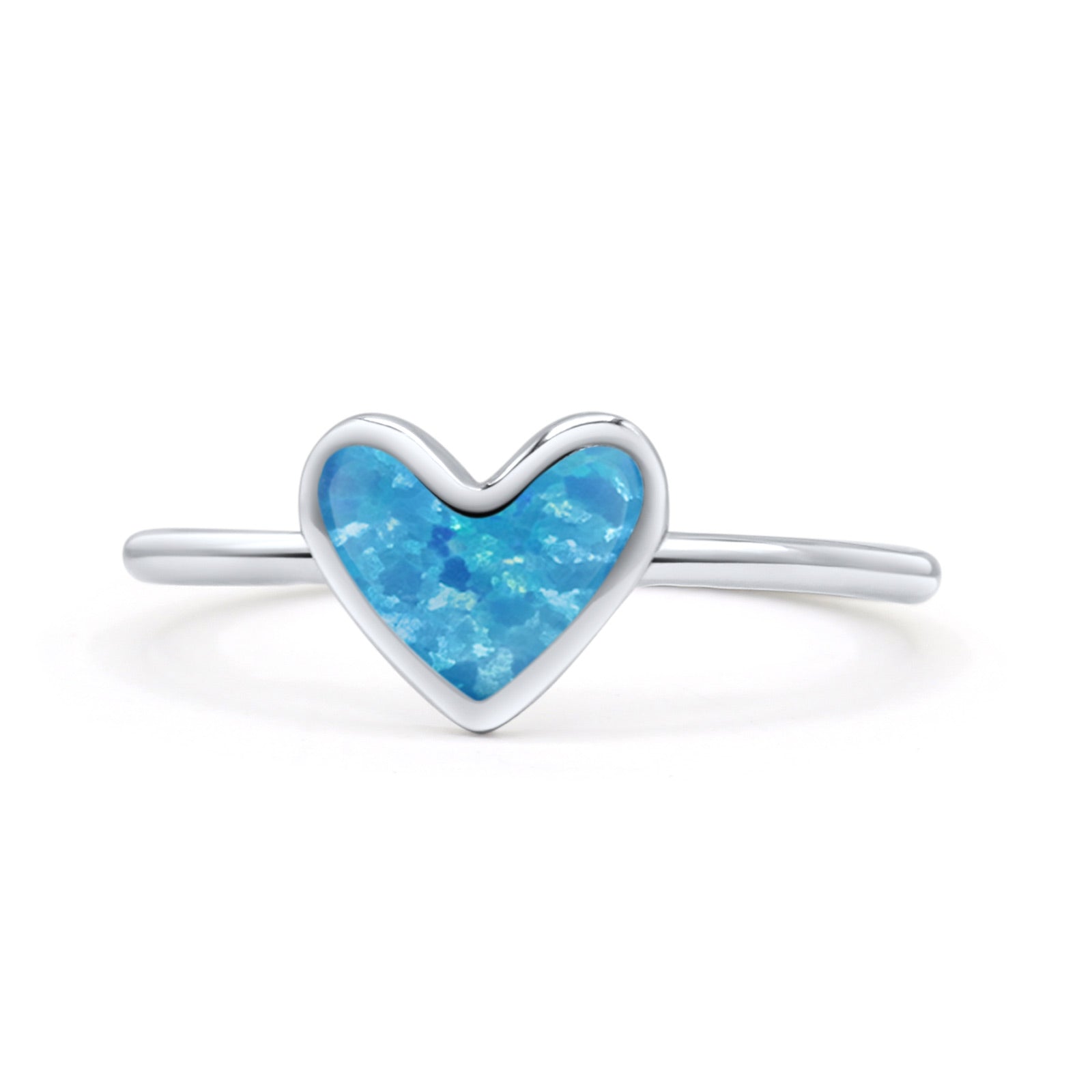 Solitaire Heart Promise Ring Band Statement Fashion Ring Lab Created B