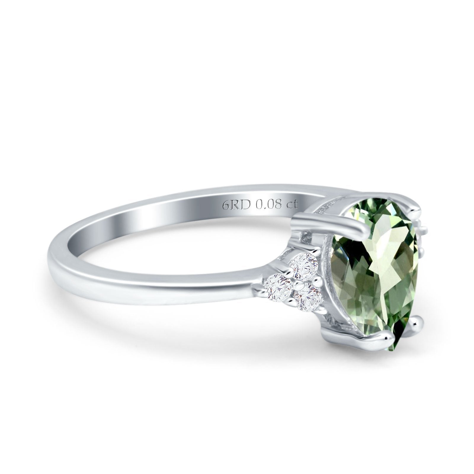 Green Amethyst Pear Engagement Ring